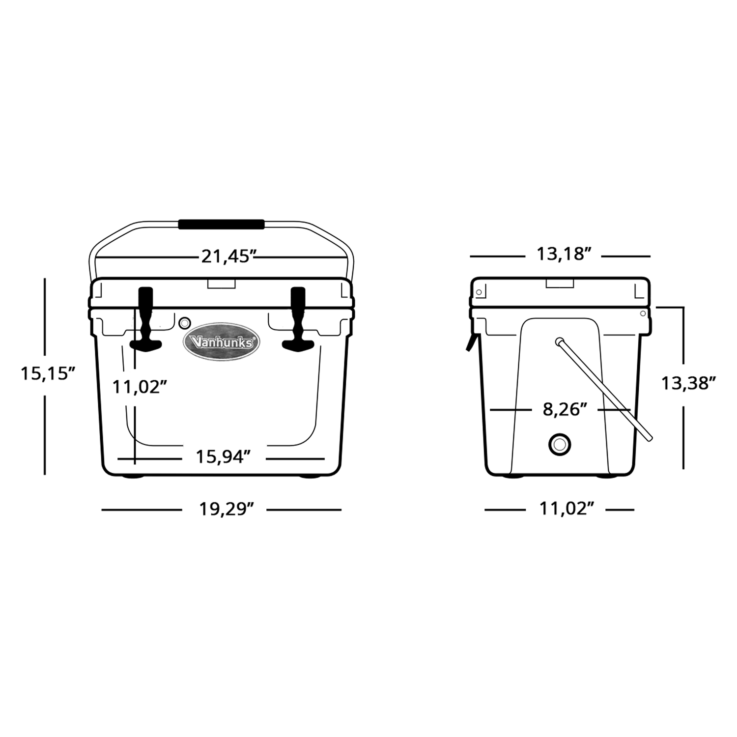 Vanhunks Adventure Cooler Box - 19 Litre - Black - Vanhunks Outdoor